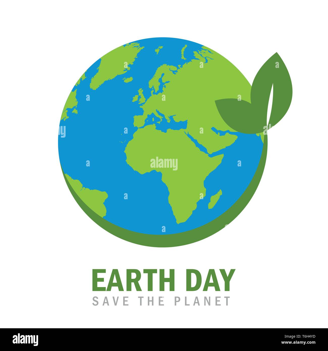 earth day globe environmentalism symbol with green leaves vector ...