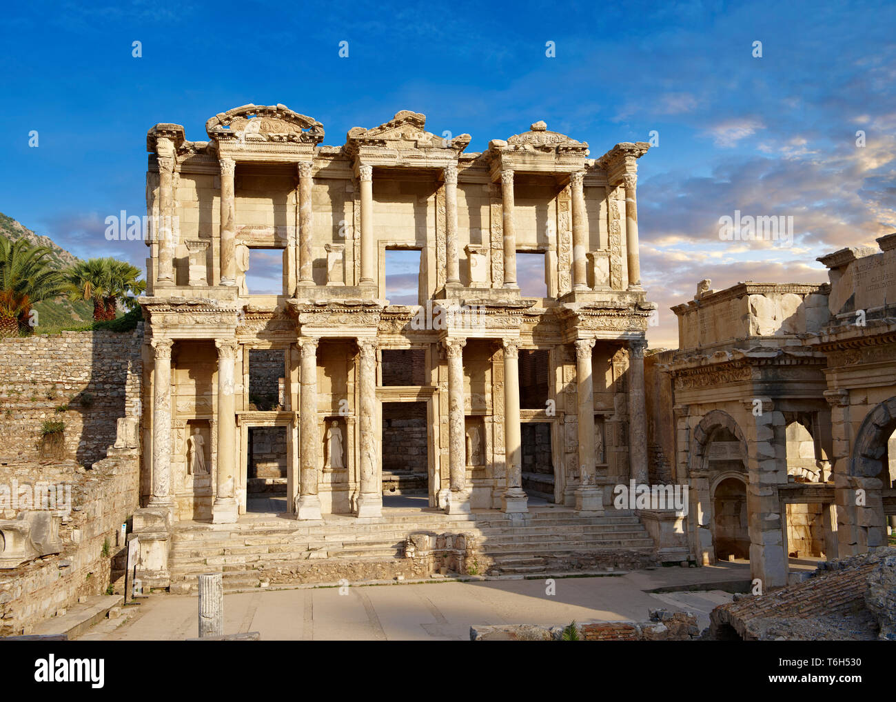 The ancient Library of Celsus , a Roman building ruins in Ephesus ...