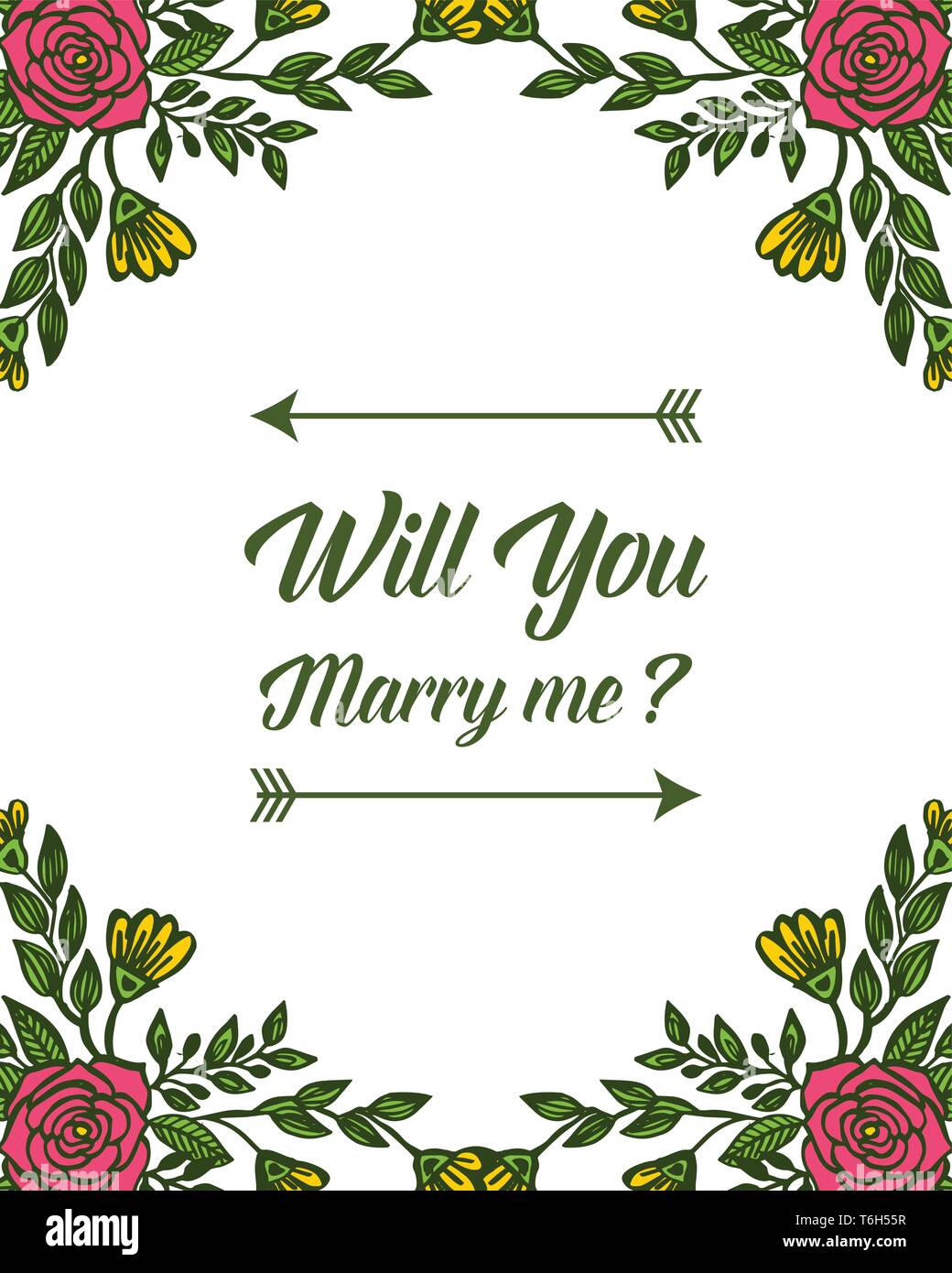 Vector illustration design colorful bouqet flower frames for will you ...