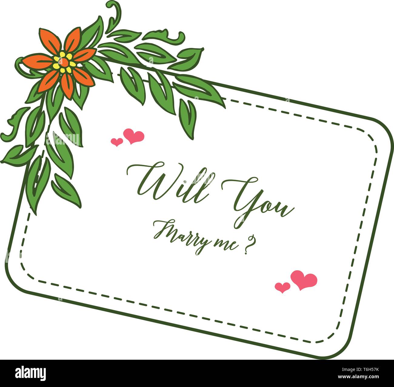Vector illustration greeting card will you marry me with style orange ...