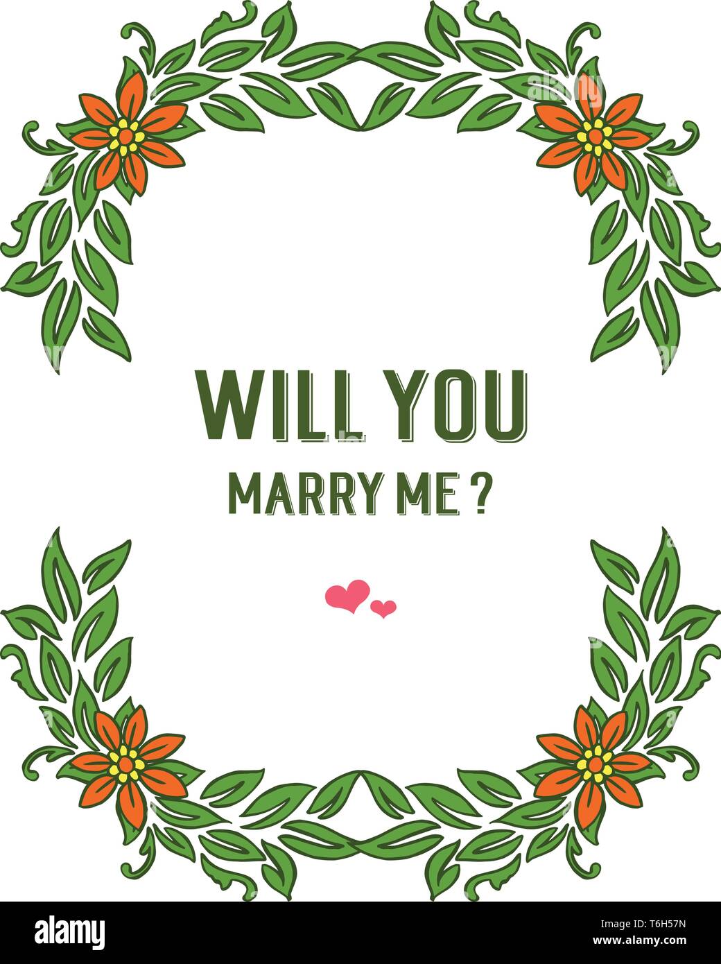 Vector illustration greeting card will you marry me with style orange ...