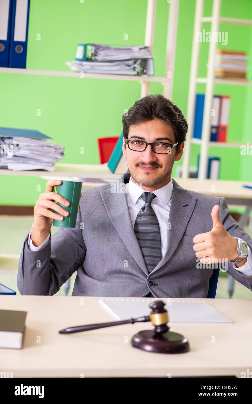 Young handsome lawyer working in the office Stock Photo - Alamy