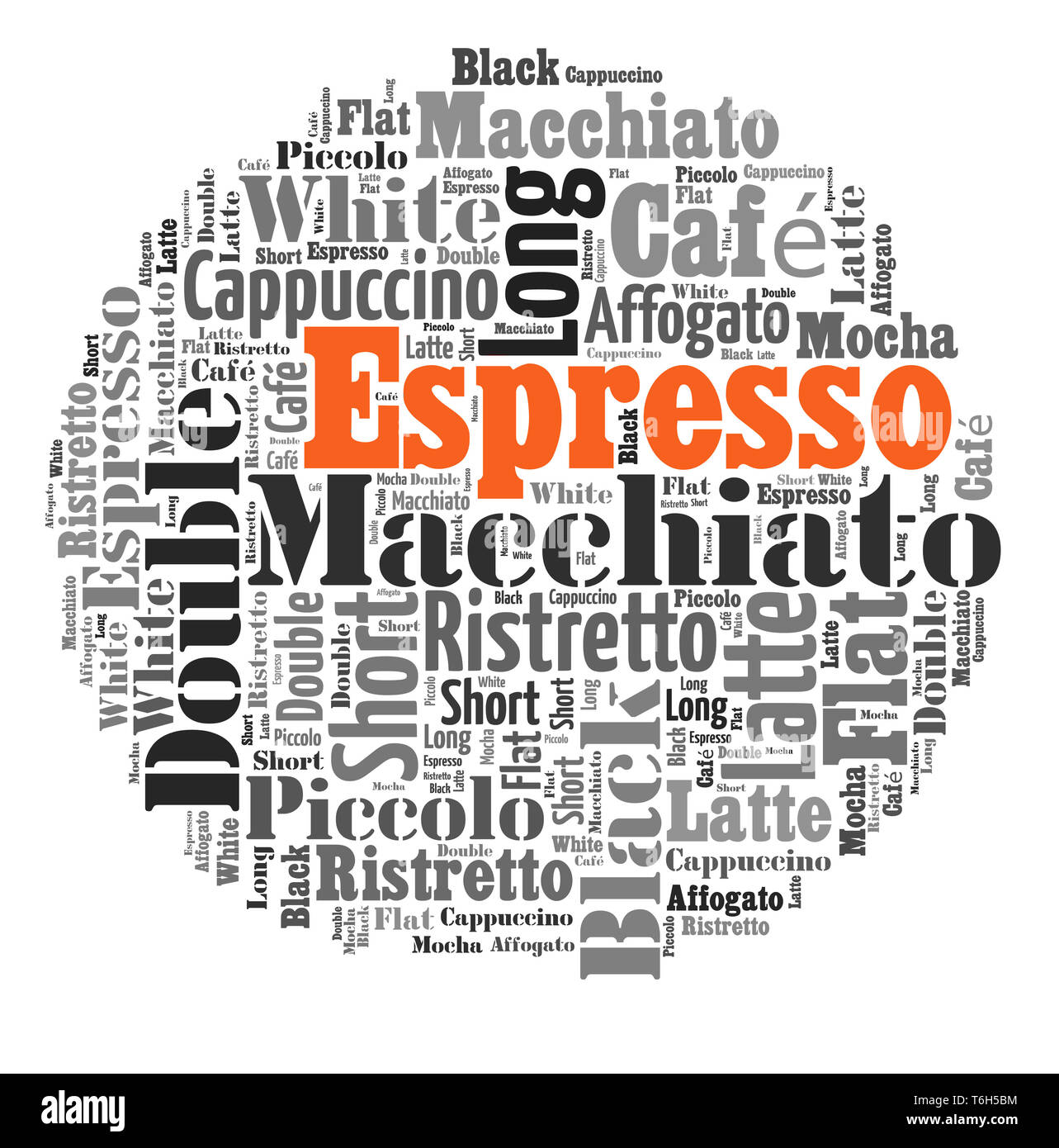 coffee drinks words cloud collage Stock Photo - Alamy