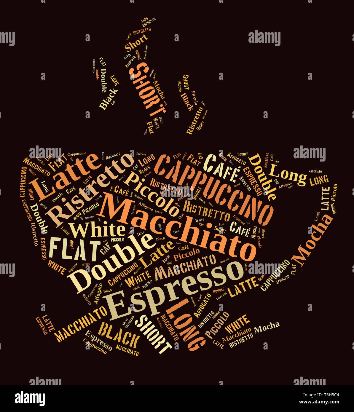 List of coffee drinks words cloud hi-res stock photography and images ...