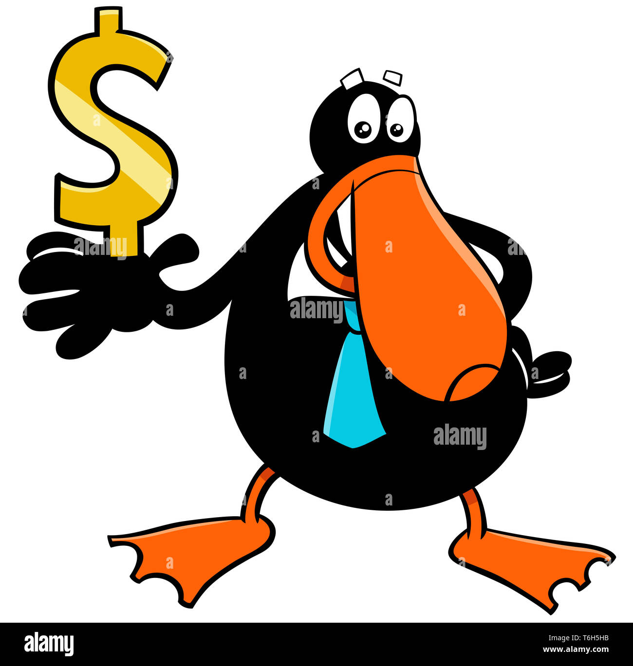 duck businessman cartoon character with dollar sign Stock Photo - Alamy