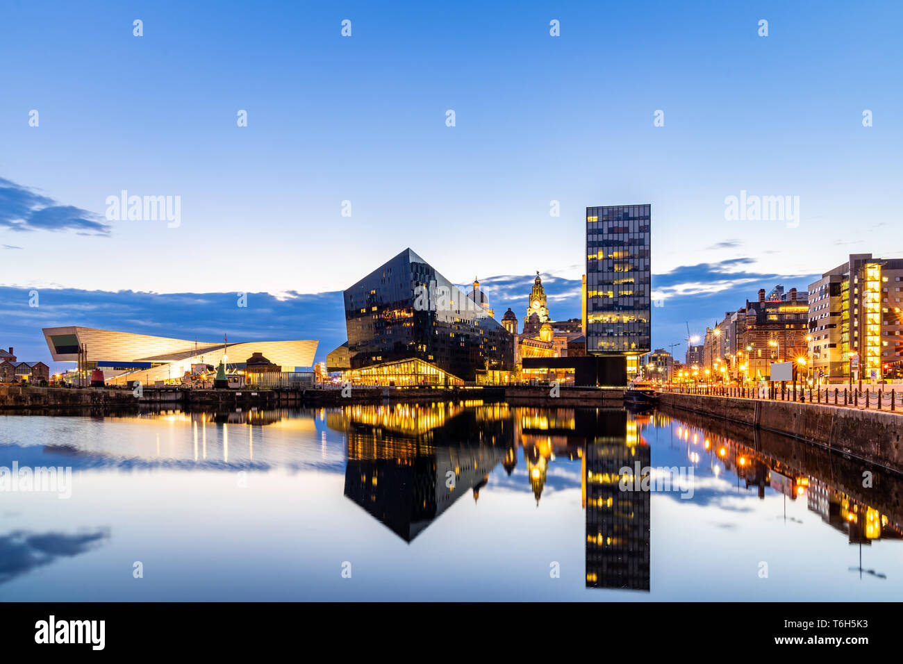 Liverpool Skyline Pier head sunset Stock Photo - Alamy
