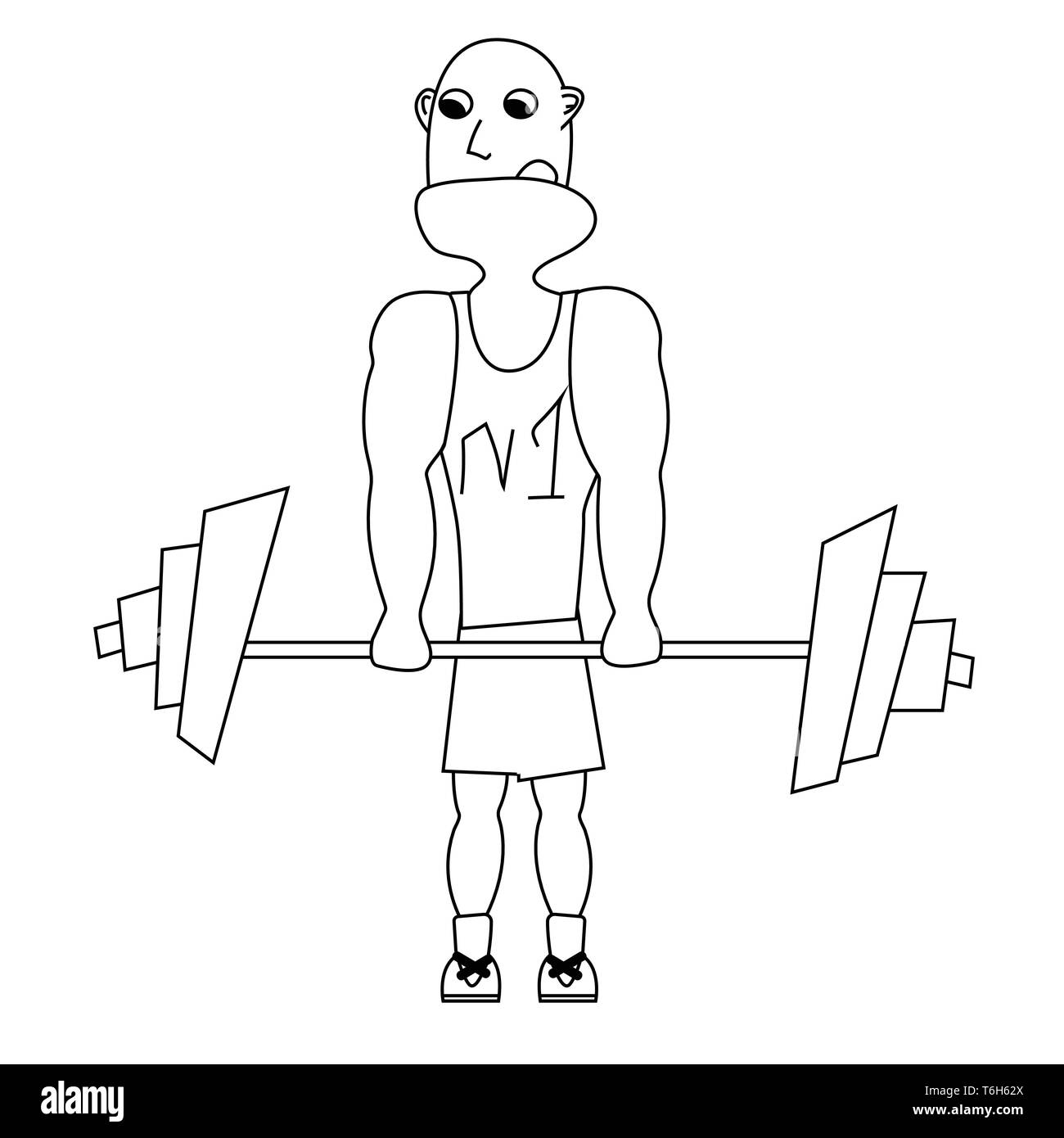 Funny concentrated weightlifter cartoon vector. Stock illustration ...