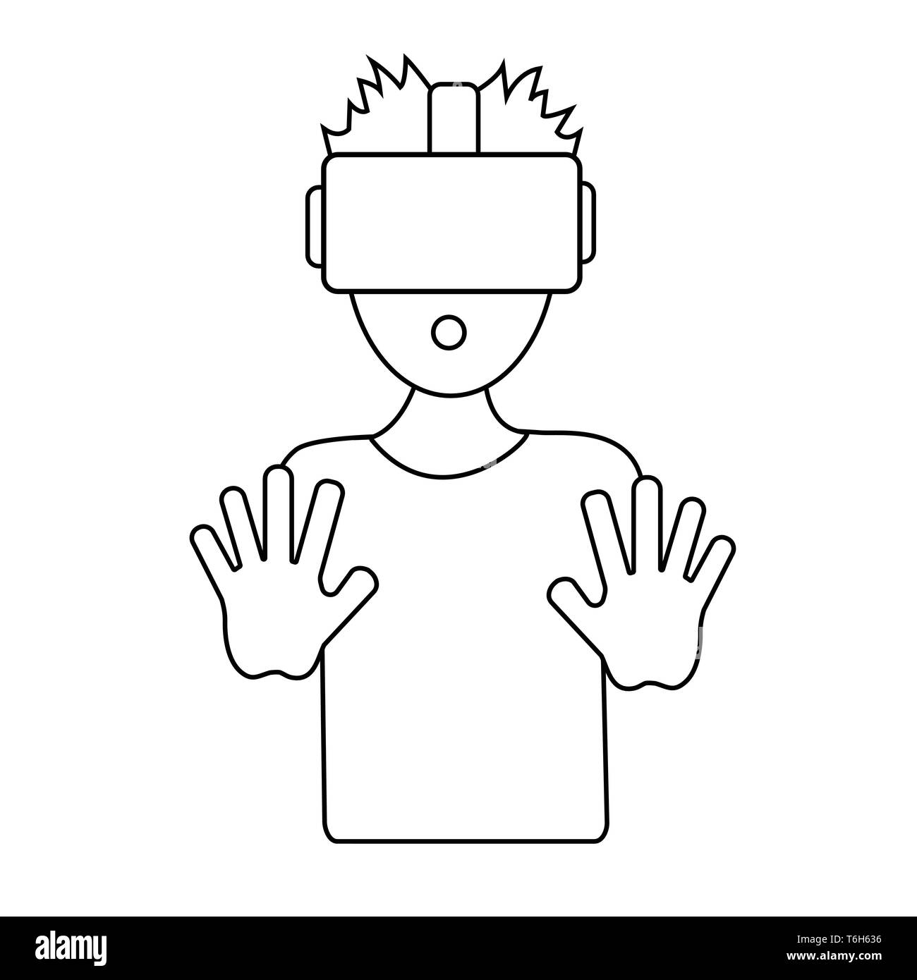 Guy with vr glasses outline. Stock illustration Stock Vector Image ...