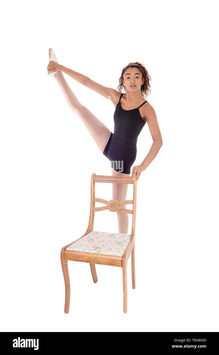 Tall young teen girl praxis ballet and stretching Stock Photo - Alamy