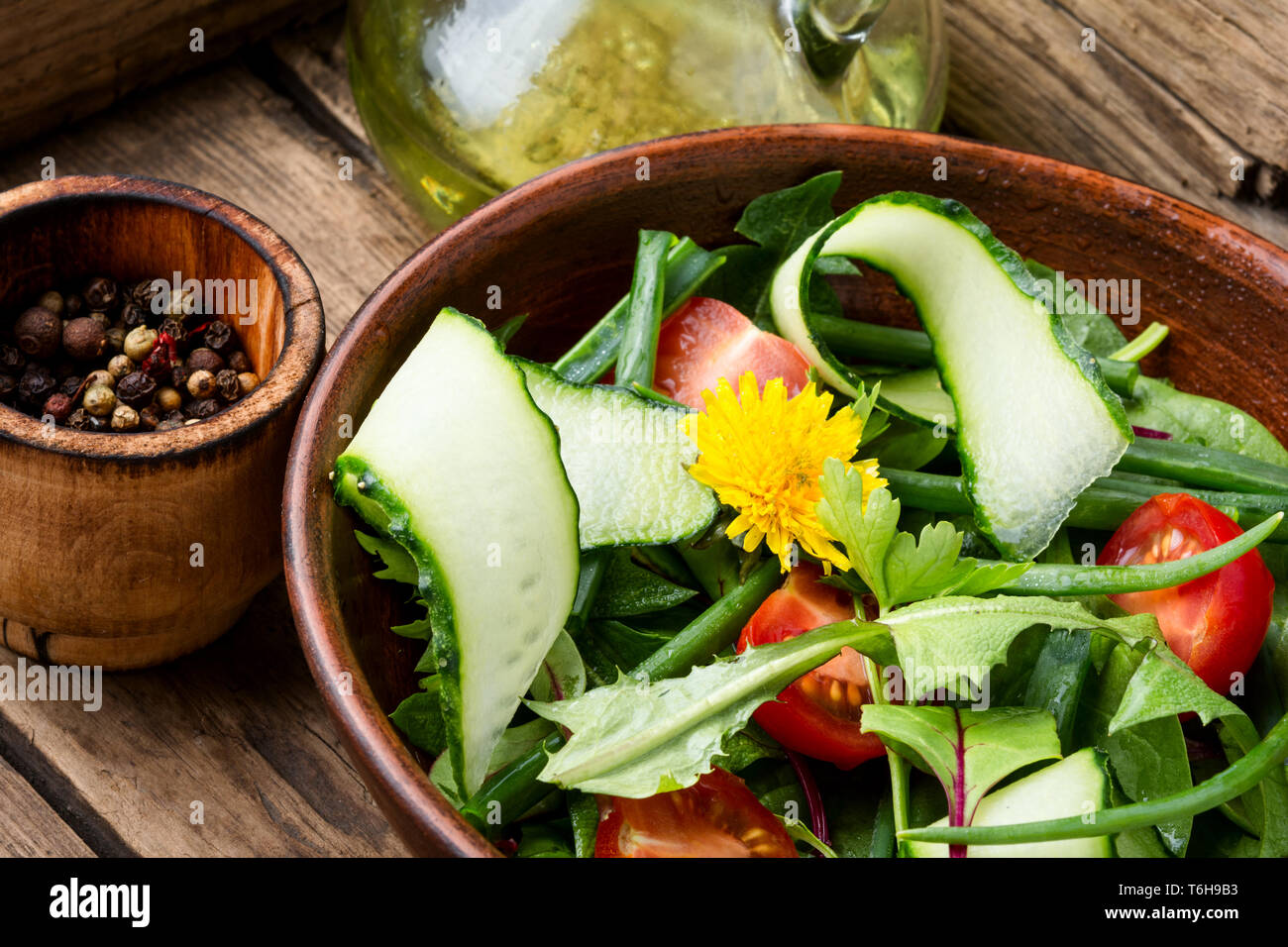 Vegetable salad with fresh lettuce.Healthy spring salad.Mixed leaf ...