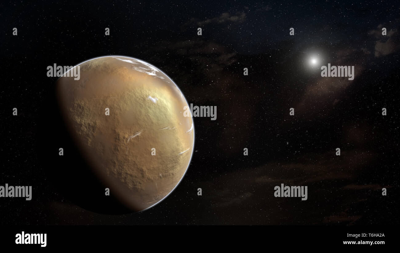 Desert planet in the space Stock Photo - Alamy