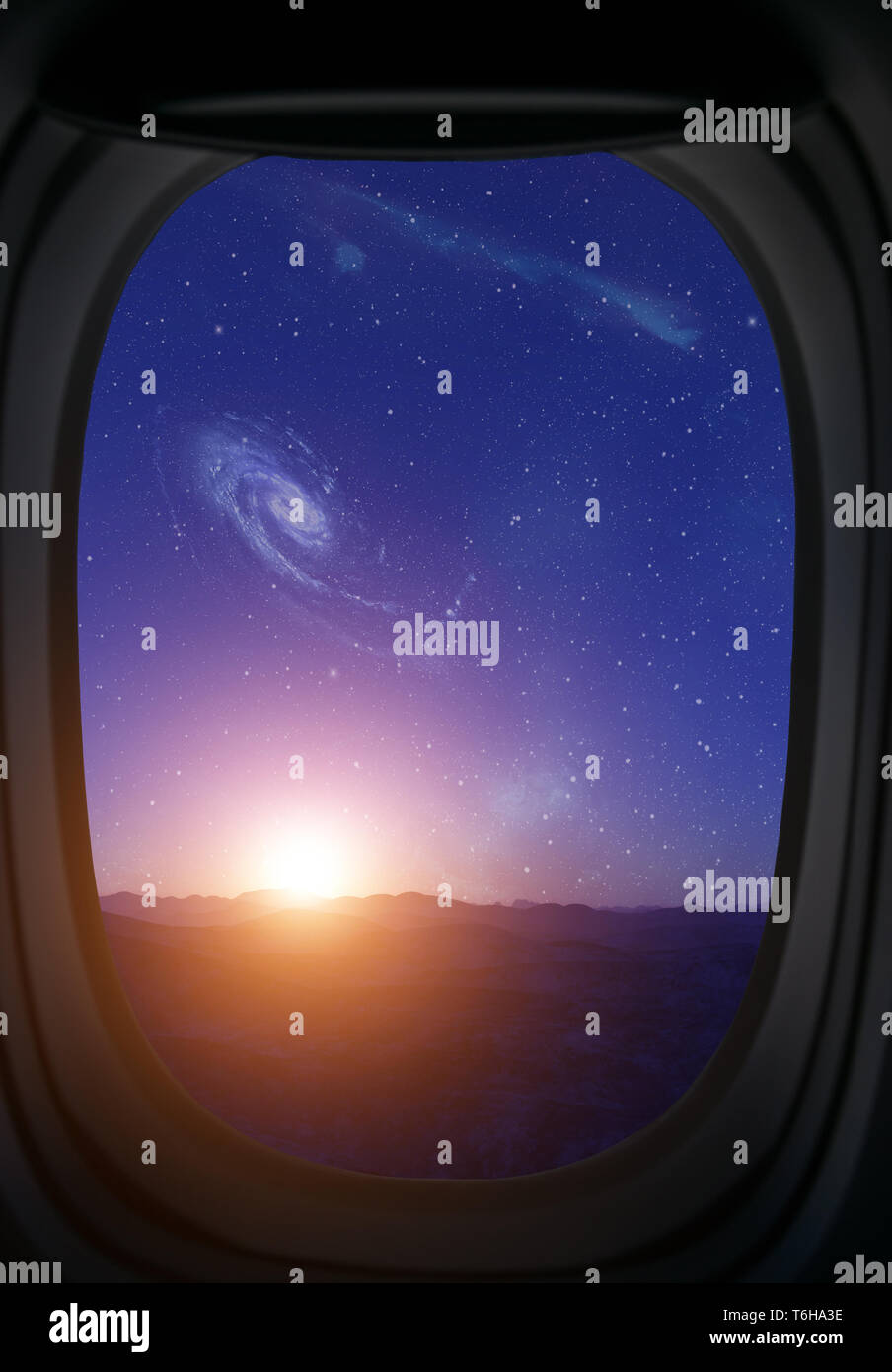 Window view on alien landscape Stock Photo - Alamy