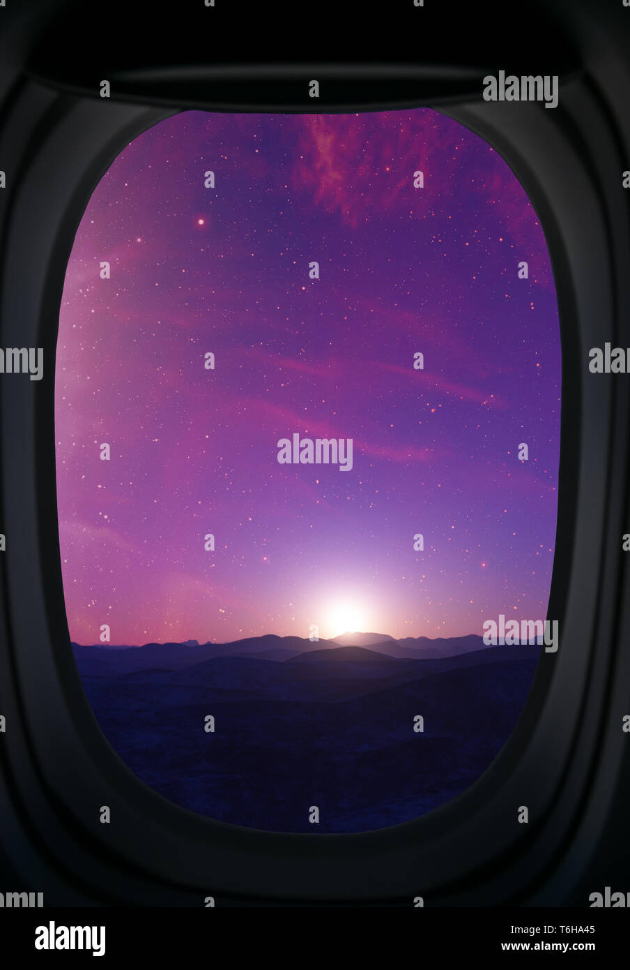Window view on alien landscape Stock Photo - Alamy