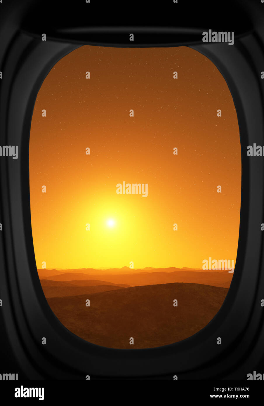 Window view on alien landscape Stock Photo - Alamy
