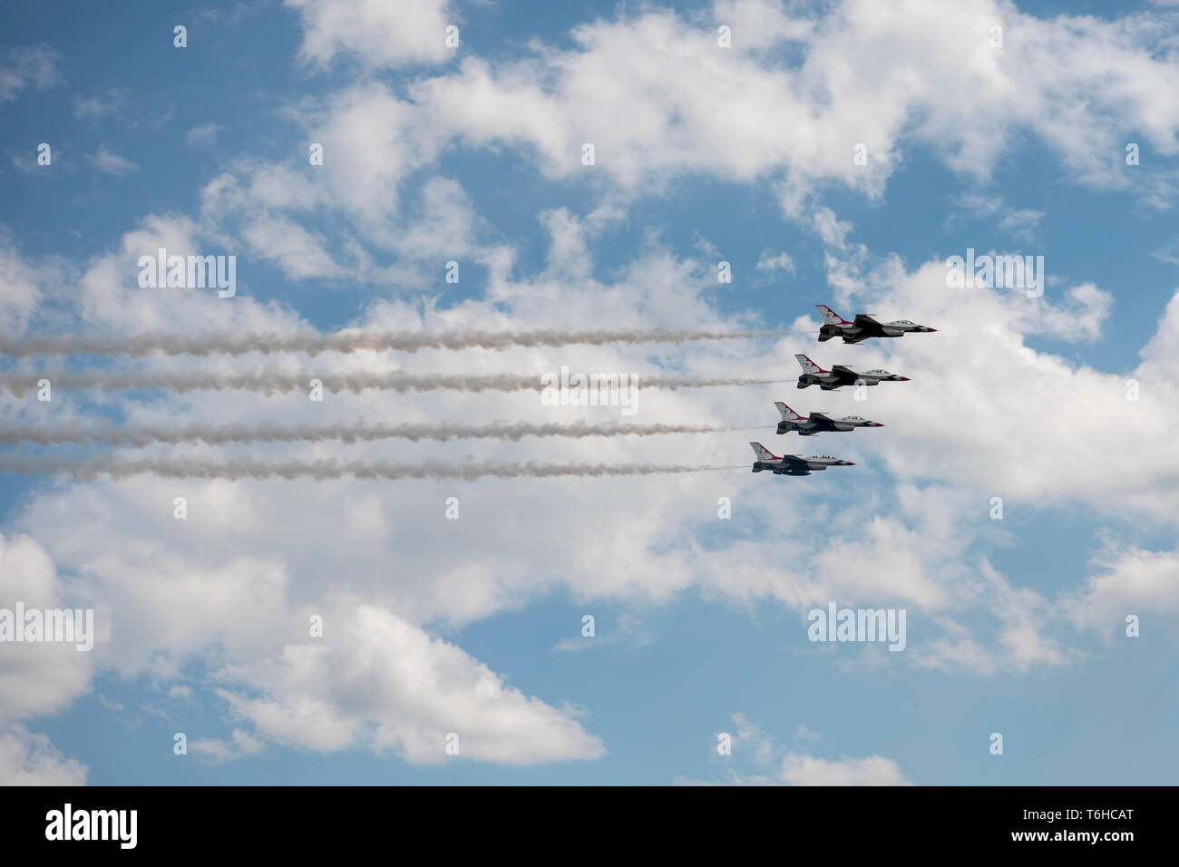 The U.S. Air Force Thunderbirds aerial demonstration team fly overhead ...