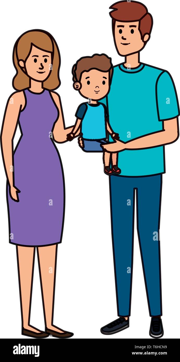 parents couple with son characters Stock Vector Image & Art - Alamy