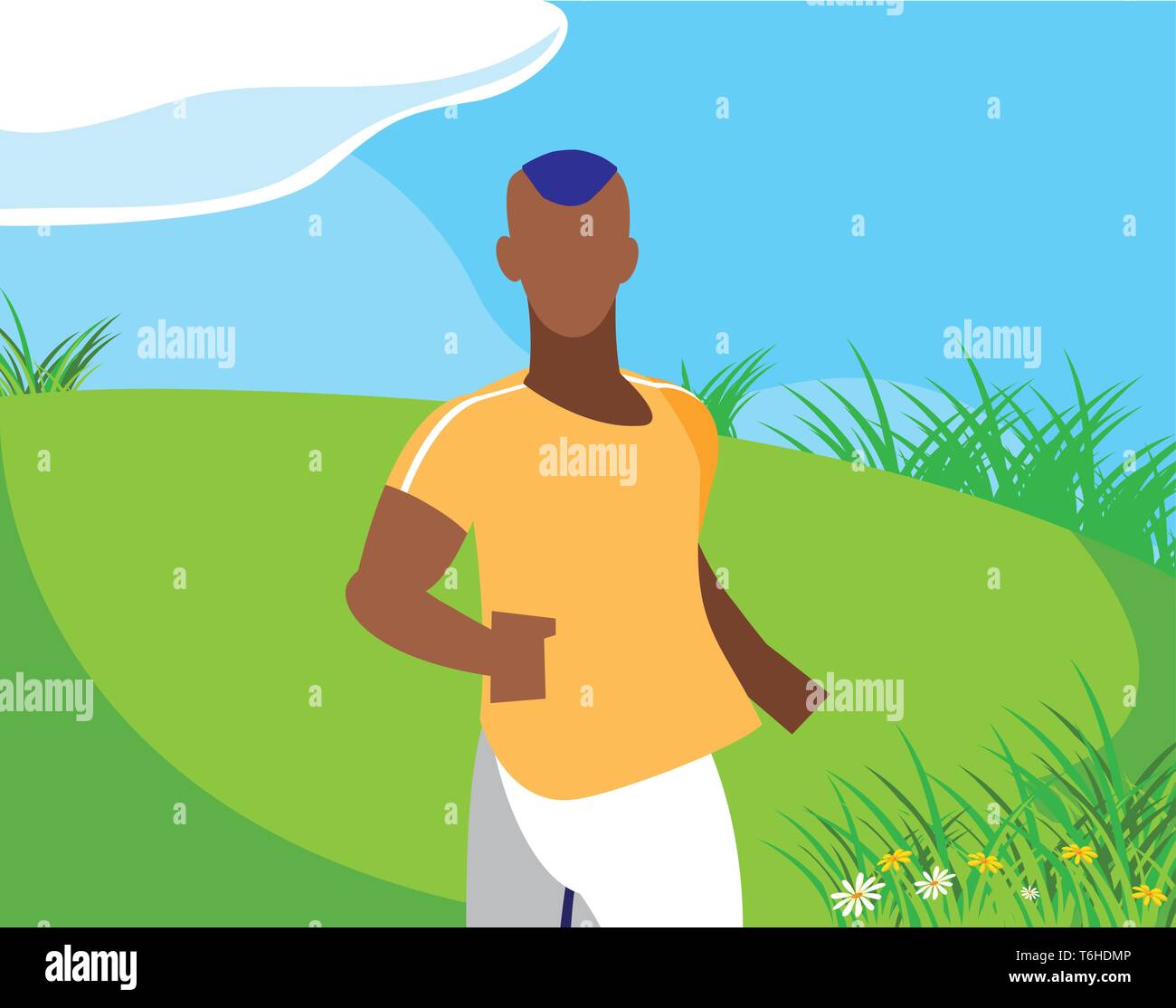 athletic afro man running in the camp vector illustration design Stock ...