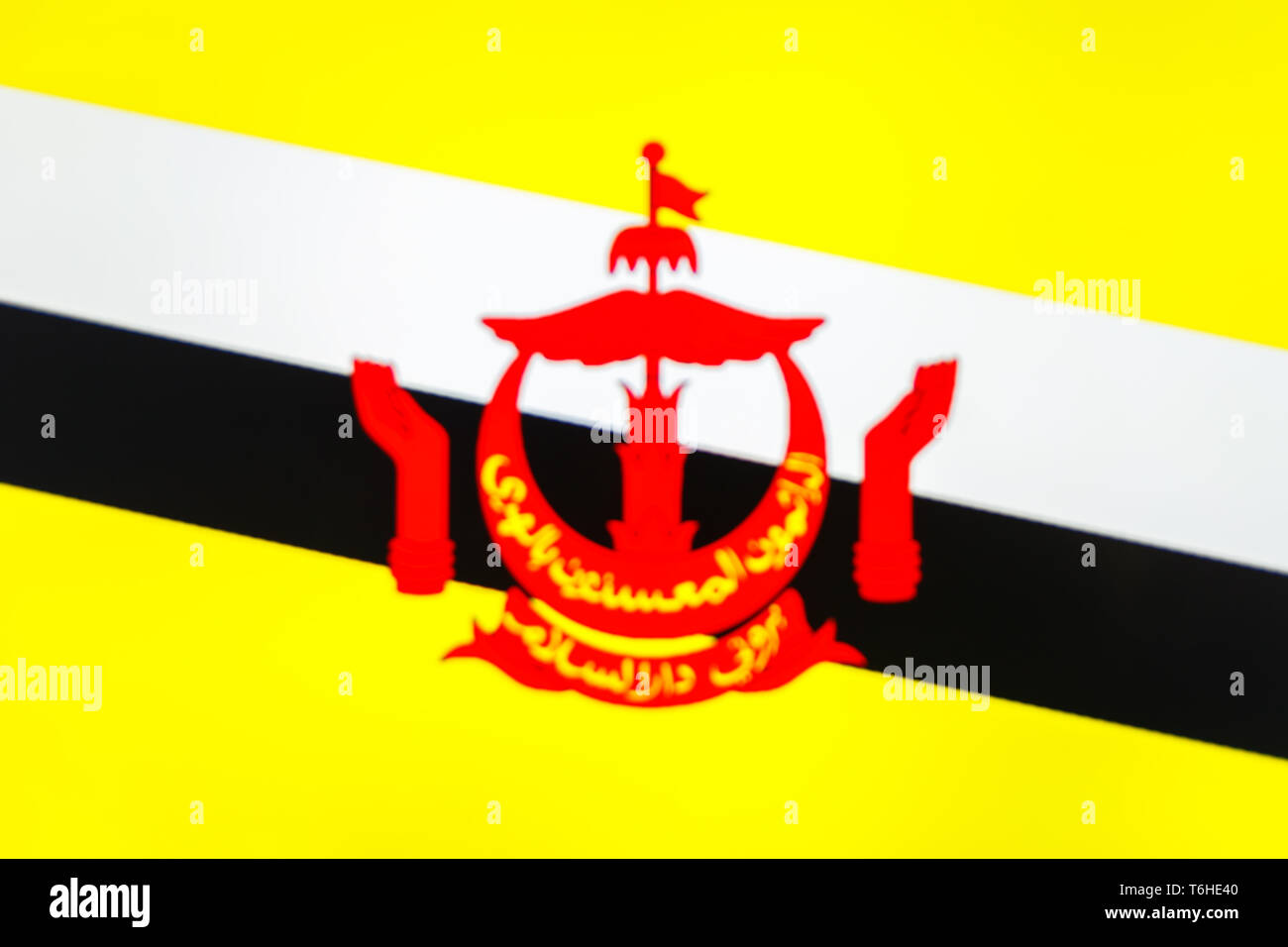 abstract blurred background color of the national flag of Brunei ...