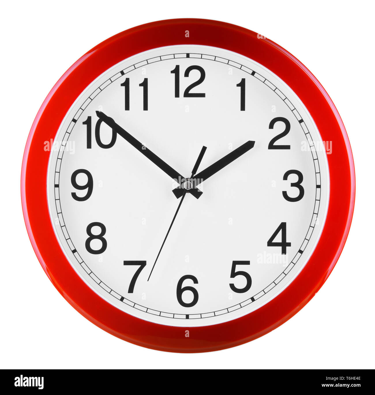 Wall clock isolated on white background. Ten to two Stock Photo - Alamy