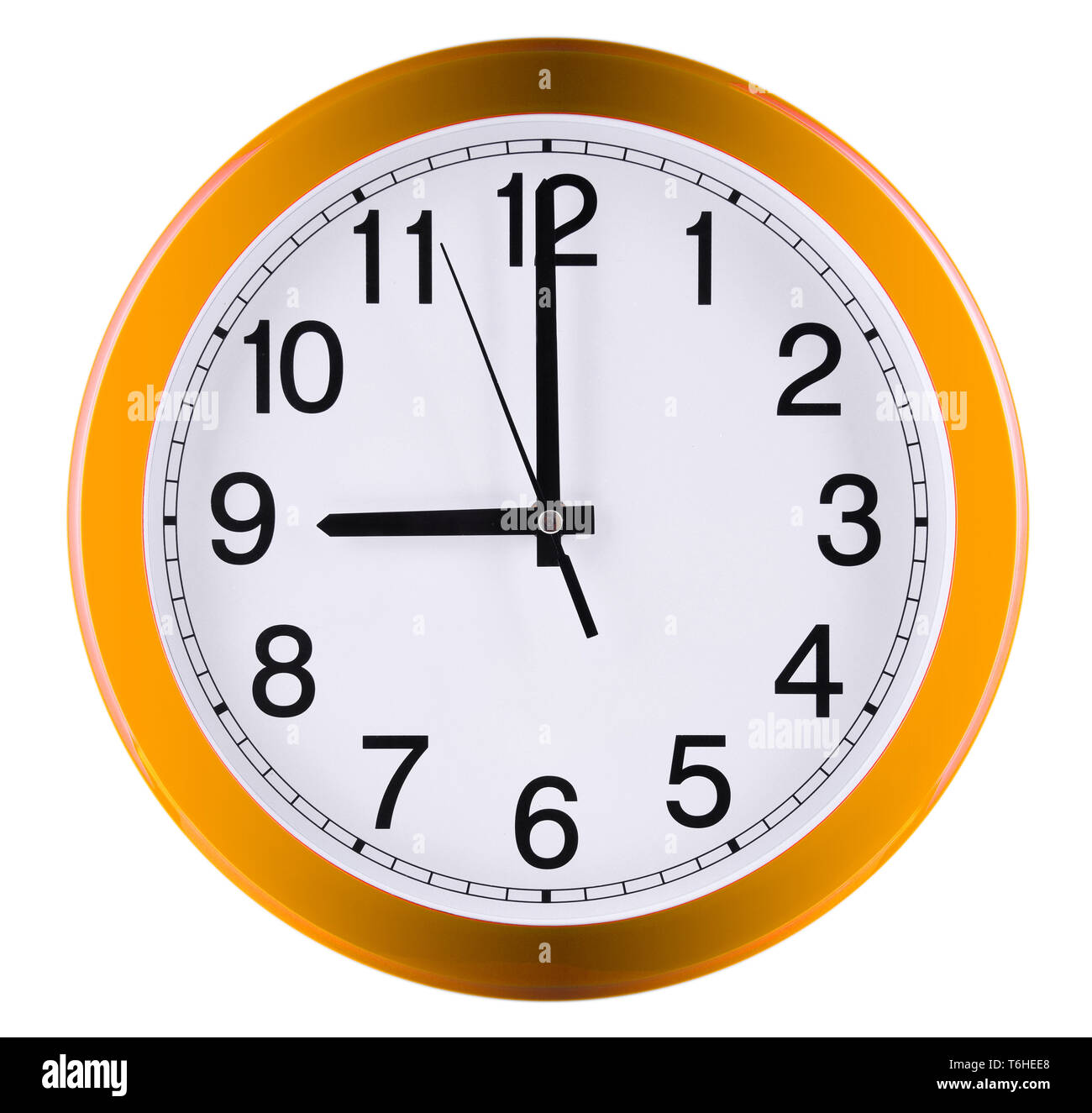 Wall clock isolated on white background. Nine oclock Stock Photo - Alamy