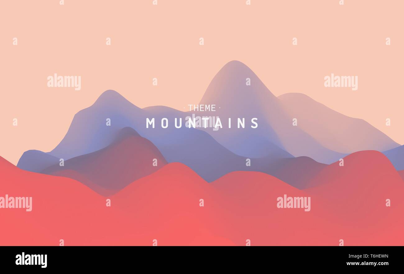 Mountain landscape. Mountainous terrain. Vector illustration. Abstract ...
