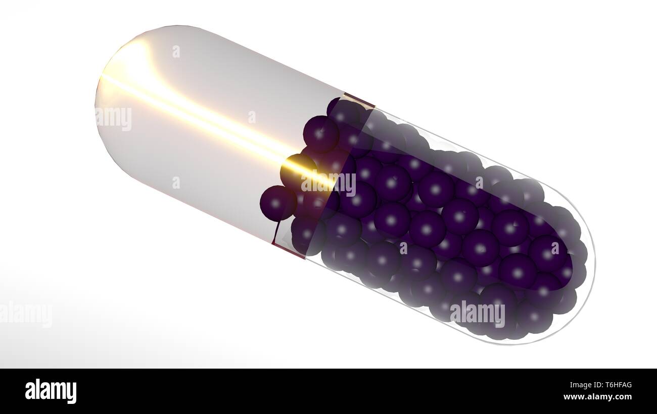 Beautiful capsule pills (3d rendered ) with shining transparent gel ...