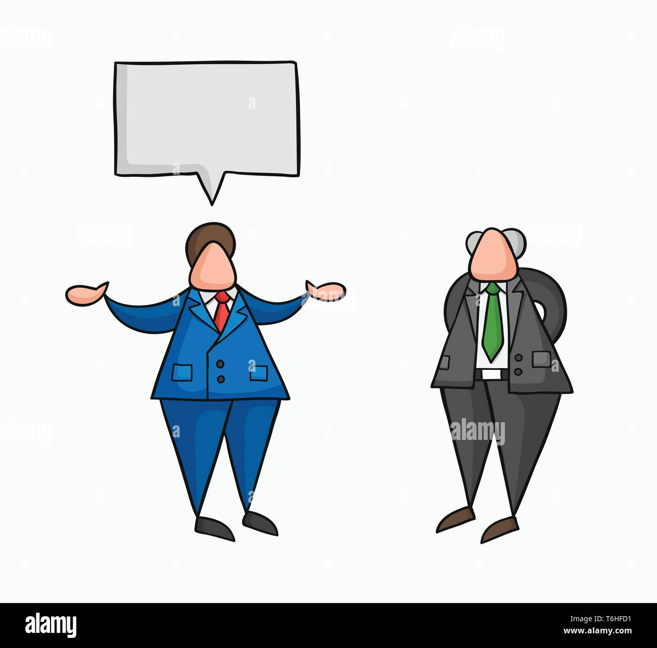 Hand-drawn vector illustration businessman worker talking with his boss ...