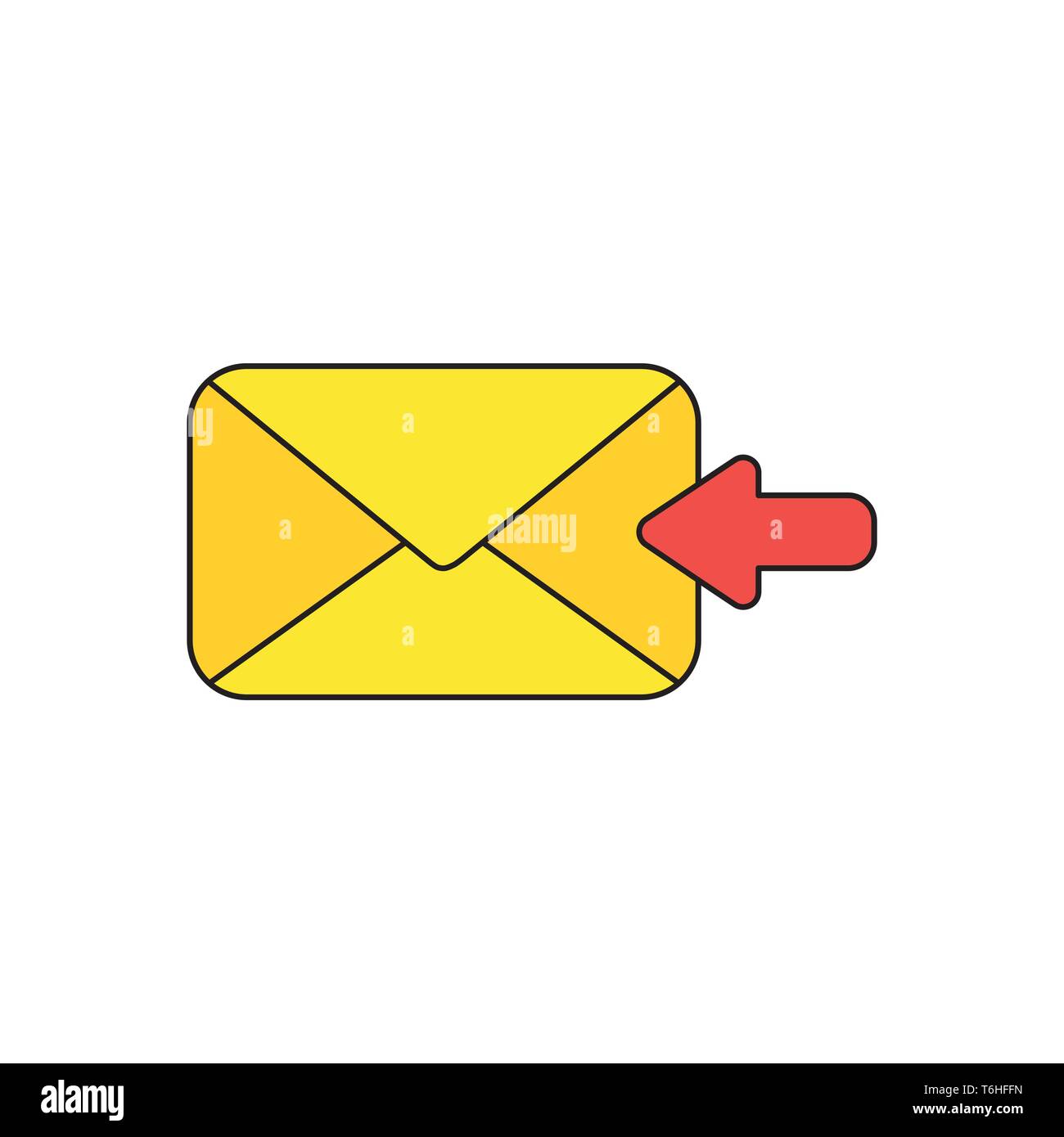 Vector icon concept of receive message or email with envelope and red ...