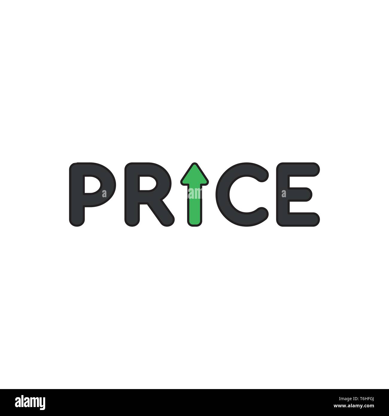 Vector icon concept of price word with green arrow moving up. Black ...