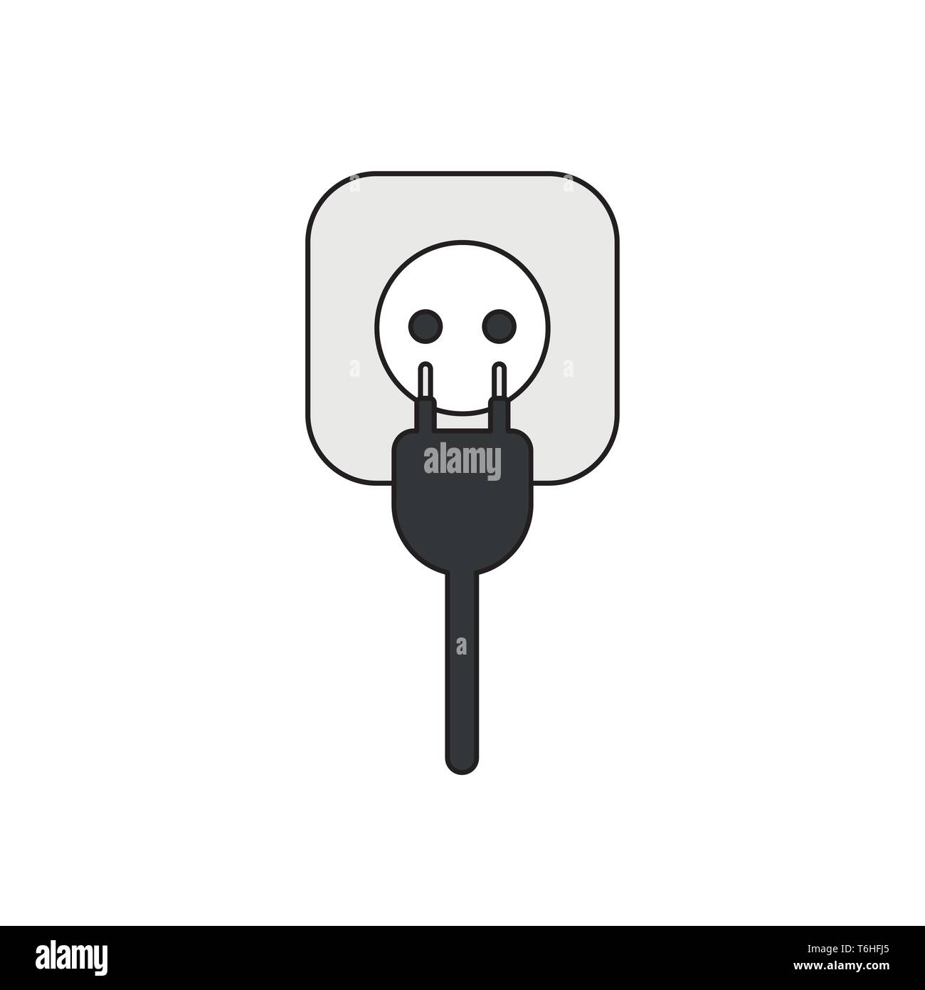 Vector icon concept of electrical plug with cable and outlet. Black ...