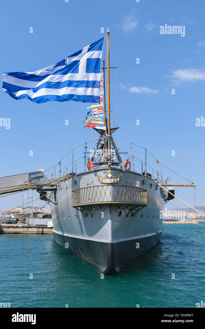 Marina Flisvos, Athens - March 24 2019: Averof battleship and museum ...