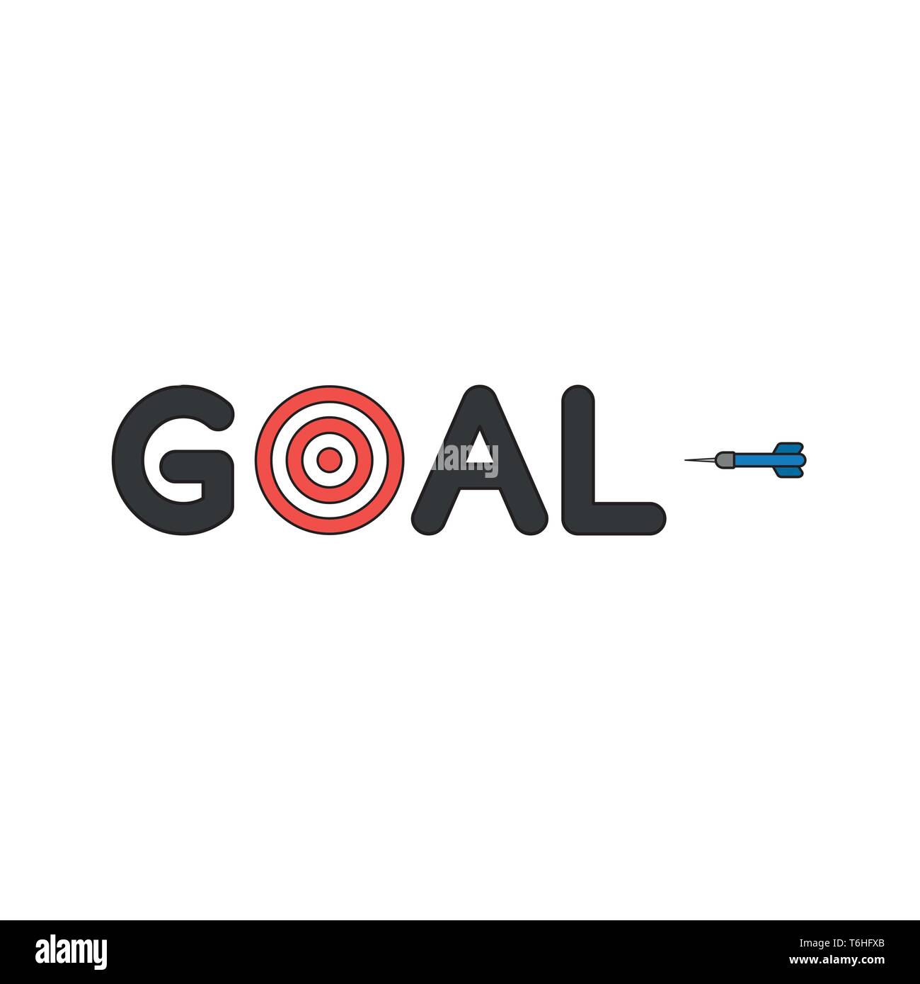Vector icon concept of black goal word and bulls eye with dart. Black ...