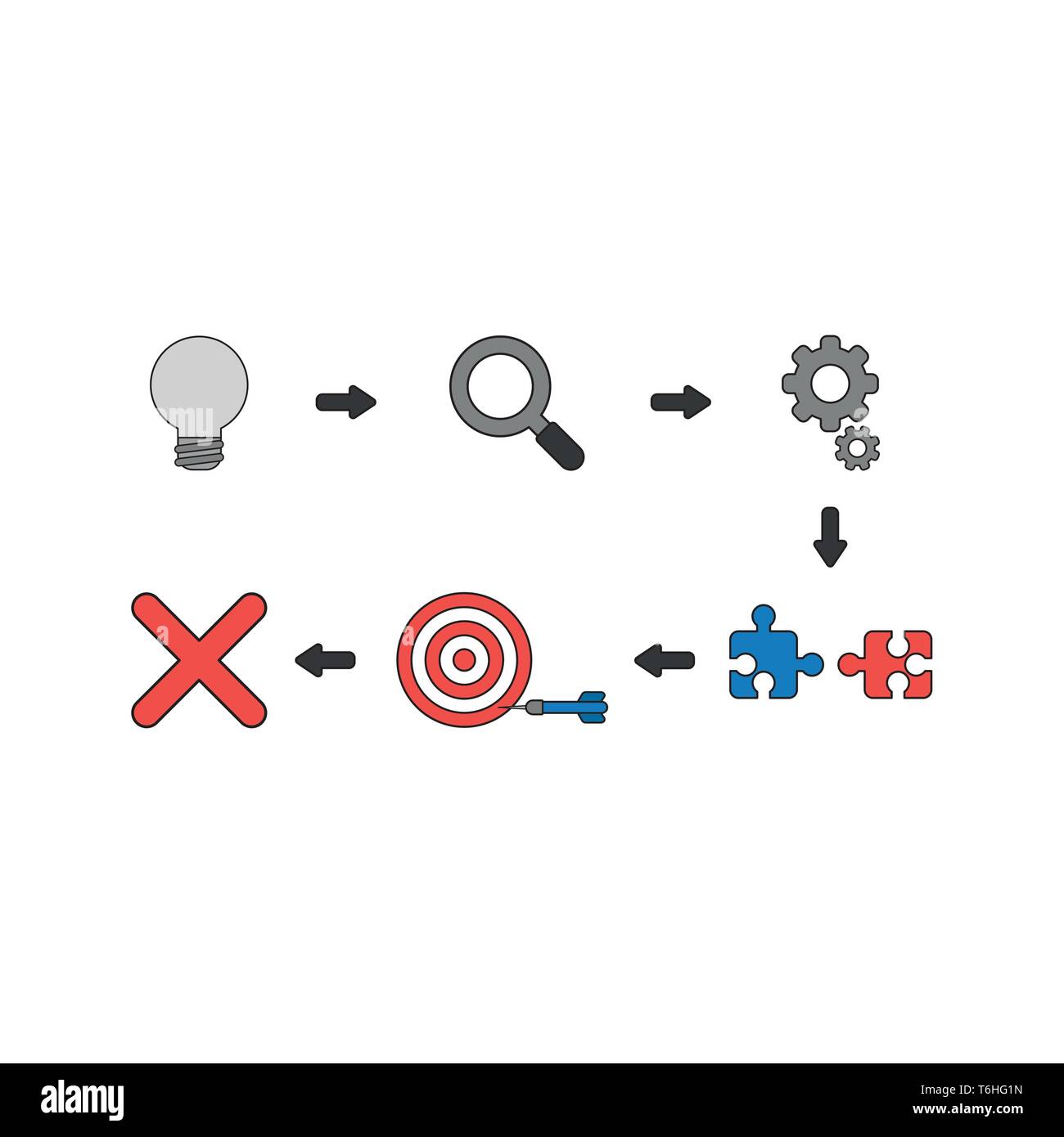 Vector icon concept of unsuccess with grey light bulb bad idea ...