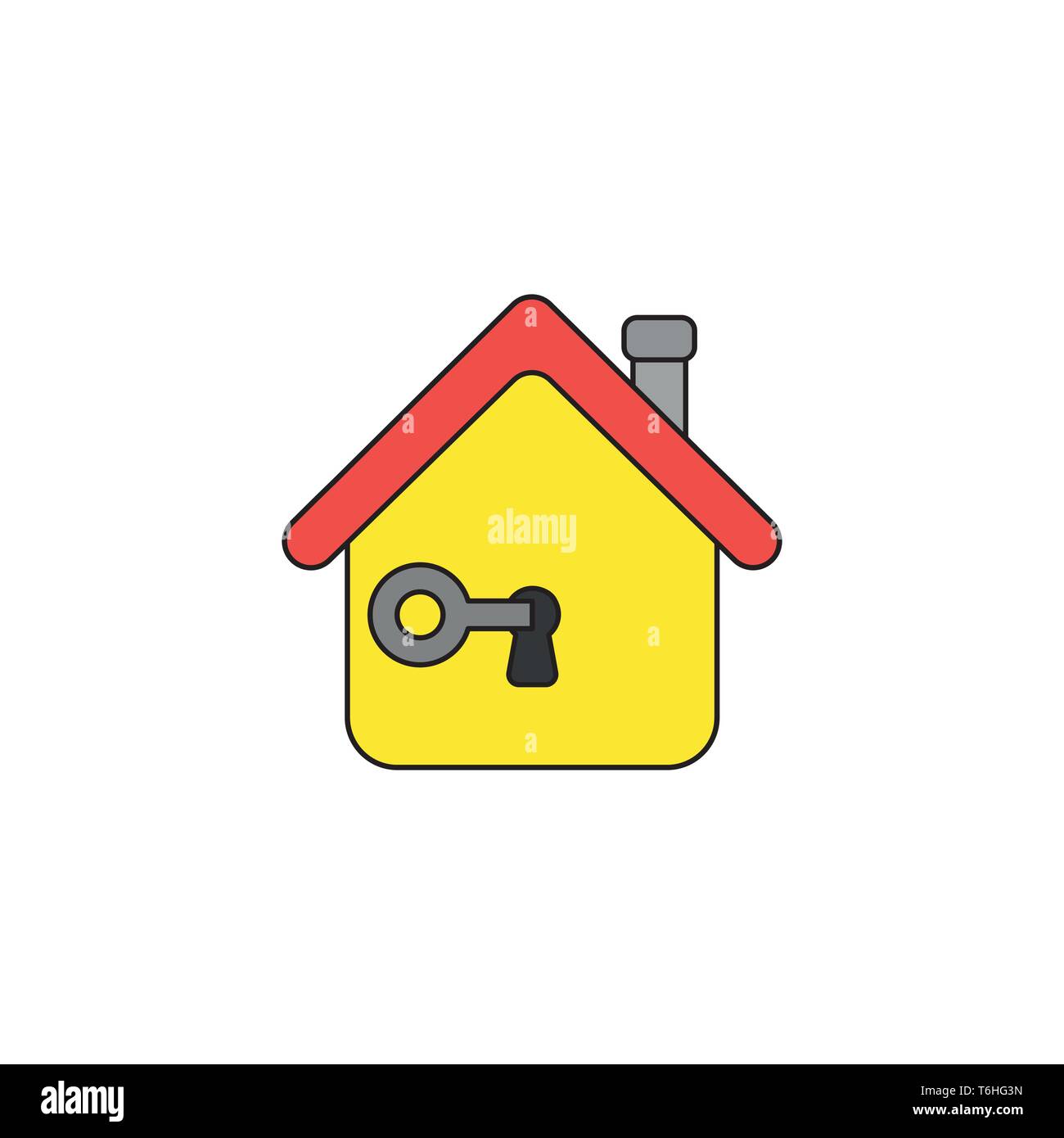 Vector icon concept of grey key lock or unlock house keyhole. Black ...