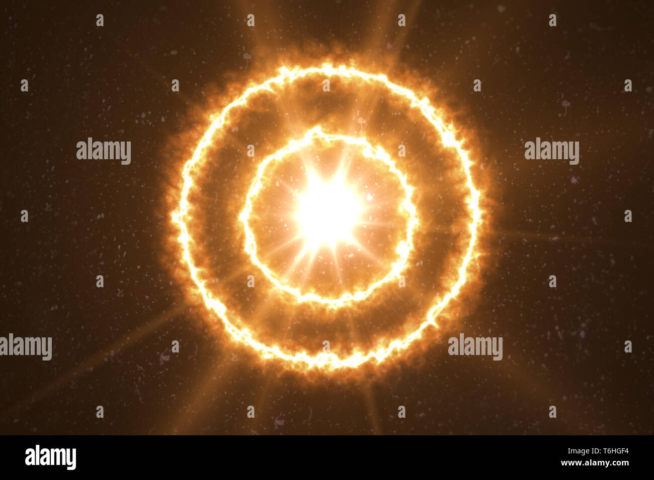 Abstract ring of fire power effect design.Circle flare light in black ...