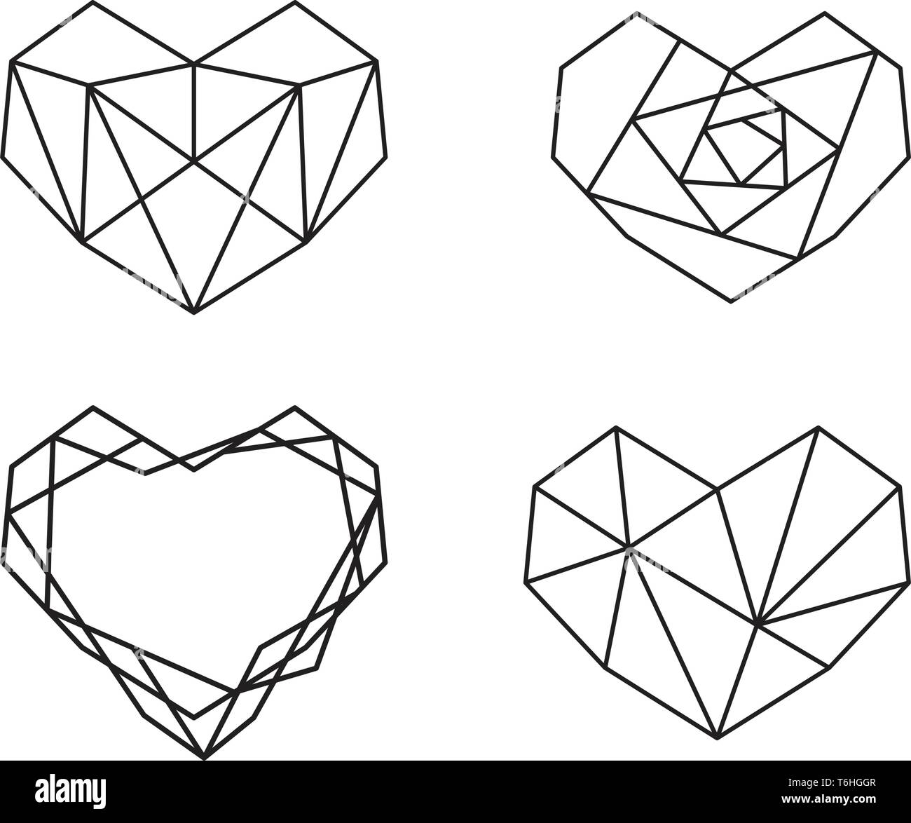 Geometric Heart Shapes Collection. Set of Heart Logos in Vector. Heart ...