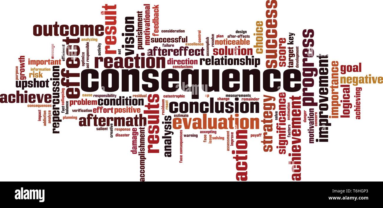 Consequence cloud concept. Collage made of words about consequence ...