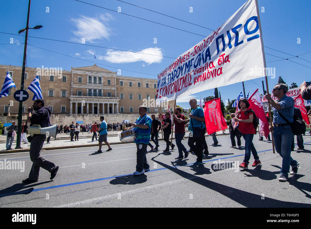Athens, Greece. 01st May, 2019. People march in front of the parliament ...