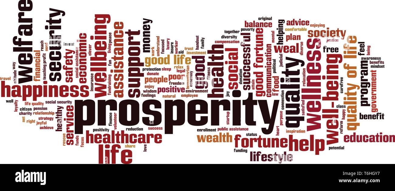 Prosperity cloud concept. Collage made of words about prosperity ...