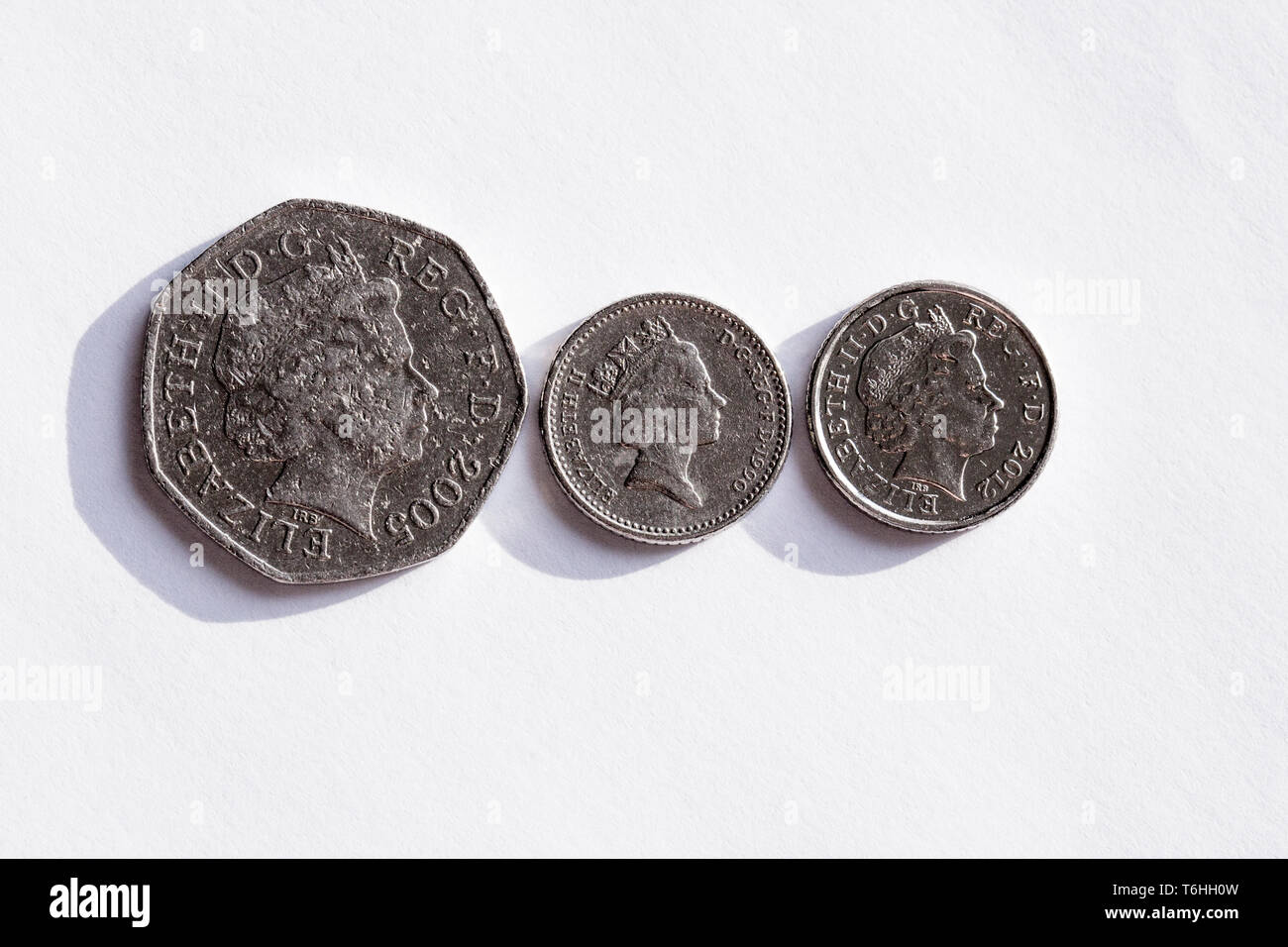Macro photo of couple English pence. Old and new. Set of coins. Poster ...