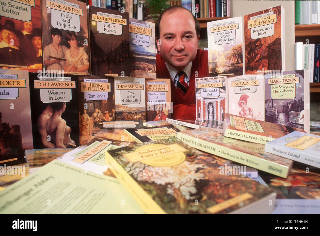 Clive Reynard, co-founder of Wordsworth Editions with a display of ...