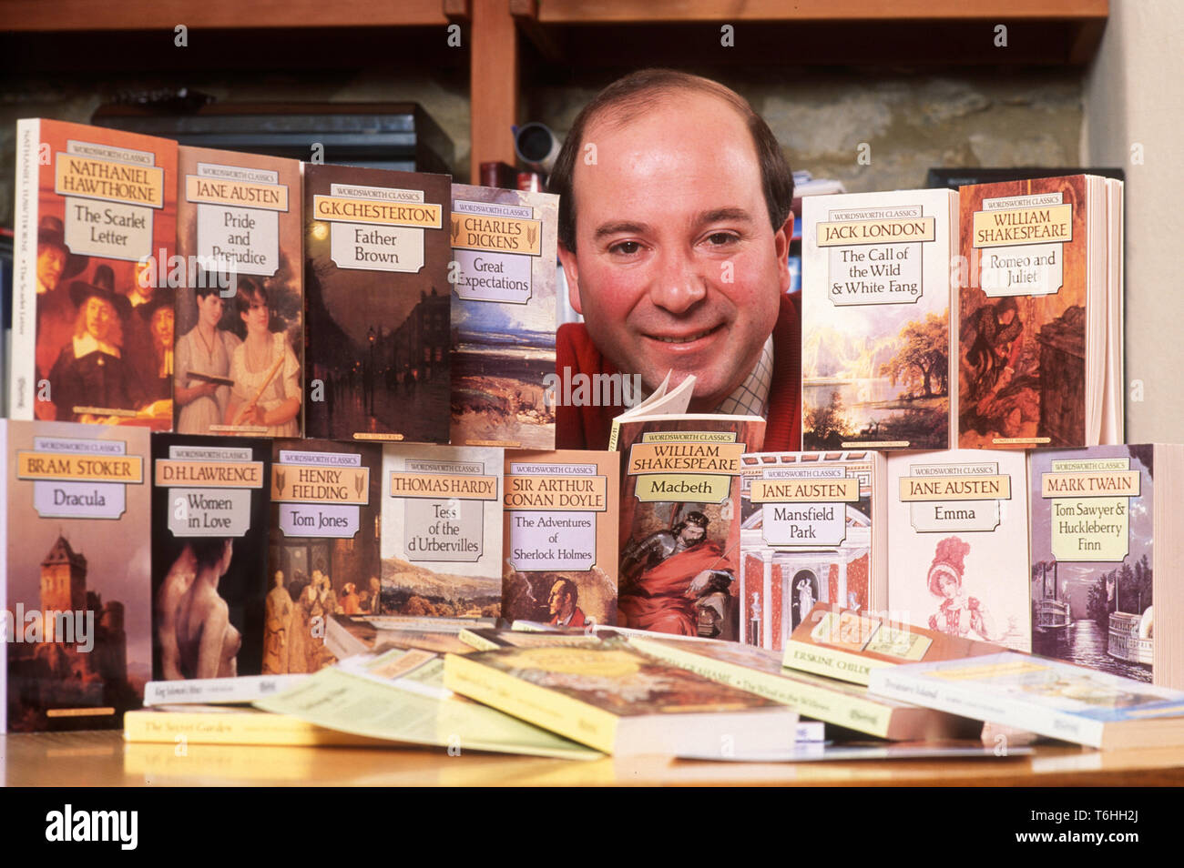Clive Reynard, co-founder of Wordsworth Editions with a display of ...
