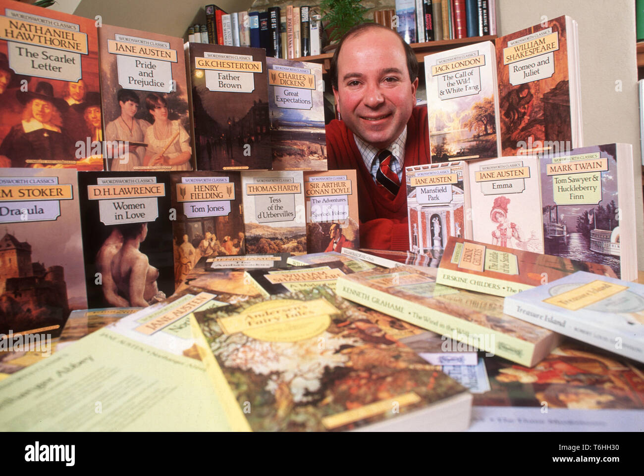 Clive Reynard, co-founder of Wordsworth Editions with a display of ...