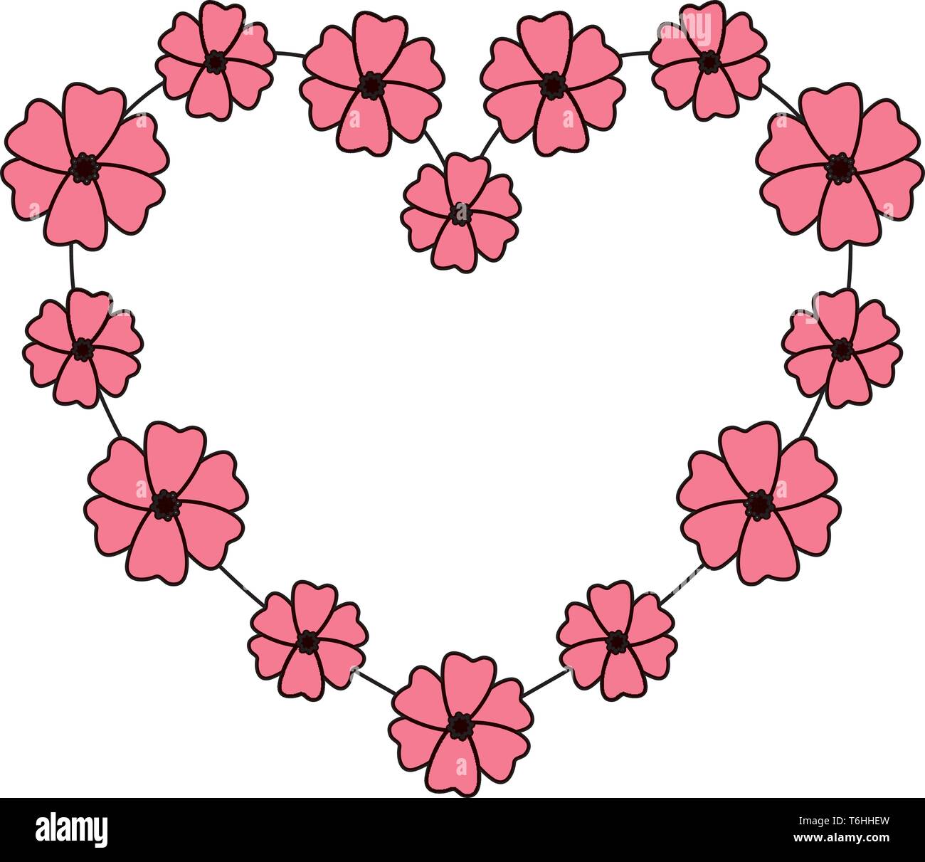 beautiful flowers with heart shape Stock Vector Image & Art - Alamy