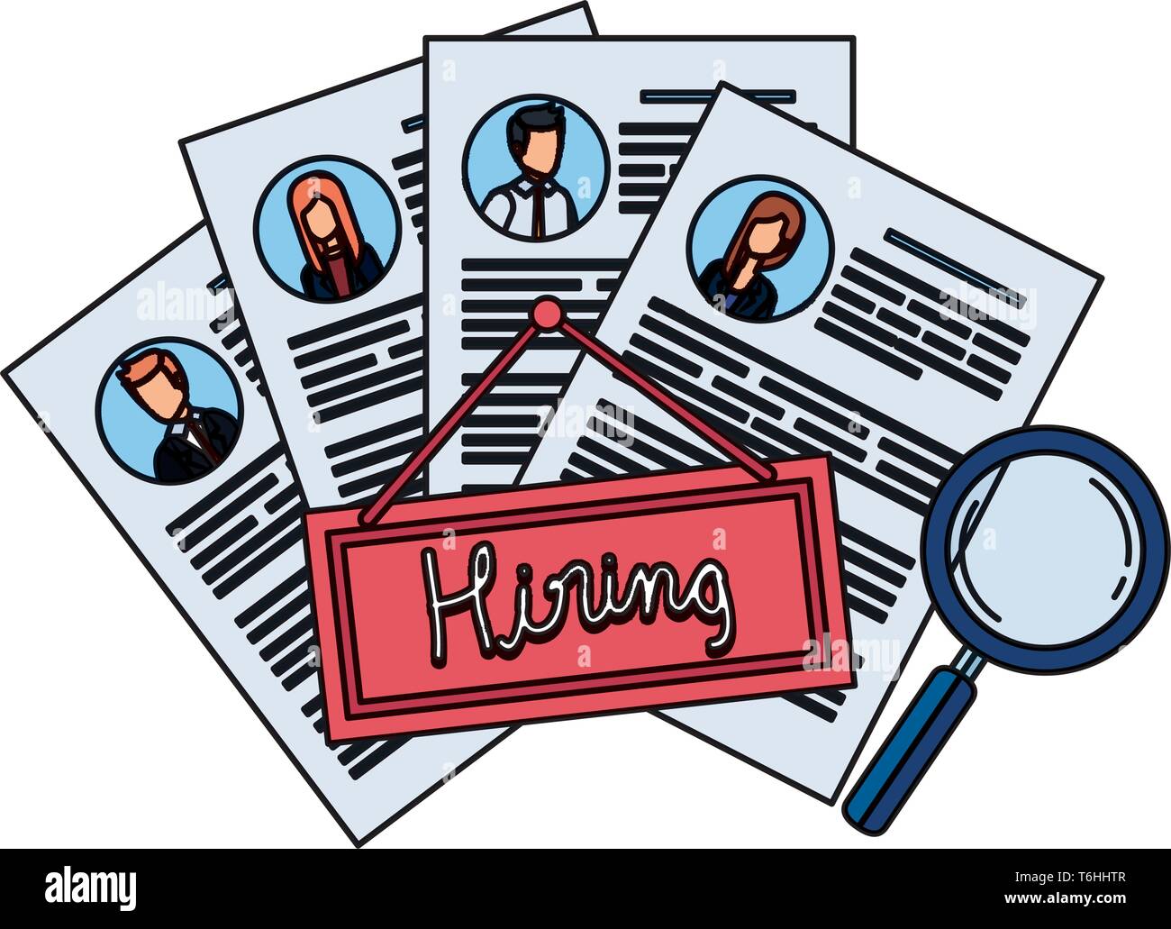 cv with hiring label and magnifying glass Stock Vector Image & Art - Alamy