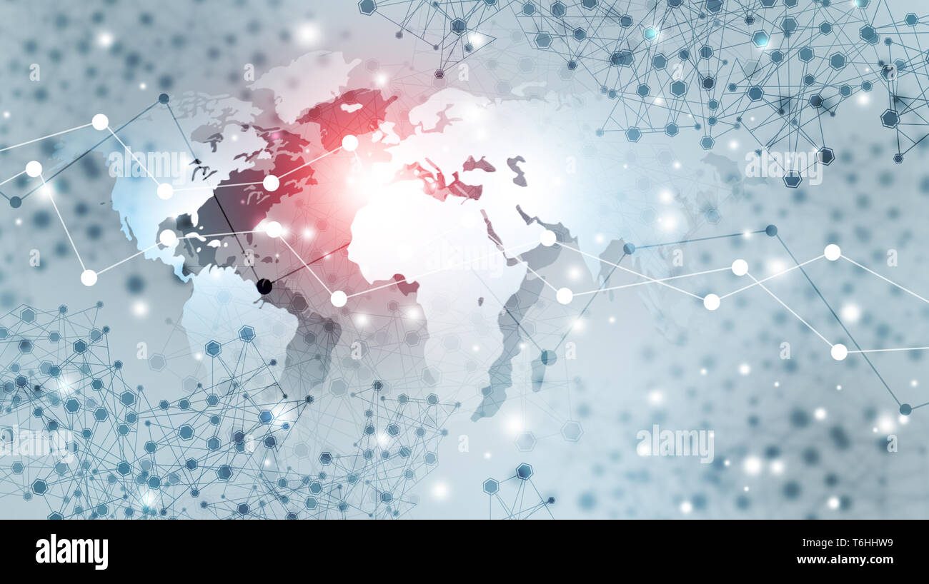 global technology connection and information concept background Stock ...