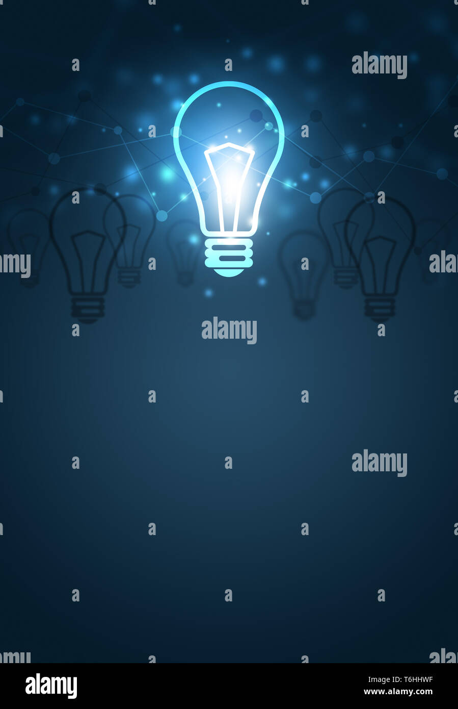 bright smart idea concept blue illustration with lamps Stock Photo - Alamy