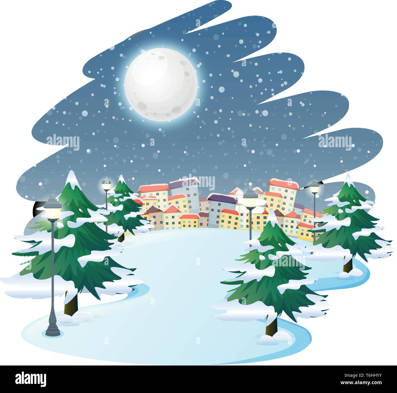 An outdoor winter landscape illustration Stock Vector Image & Art - Alamy