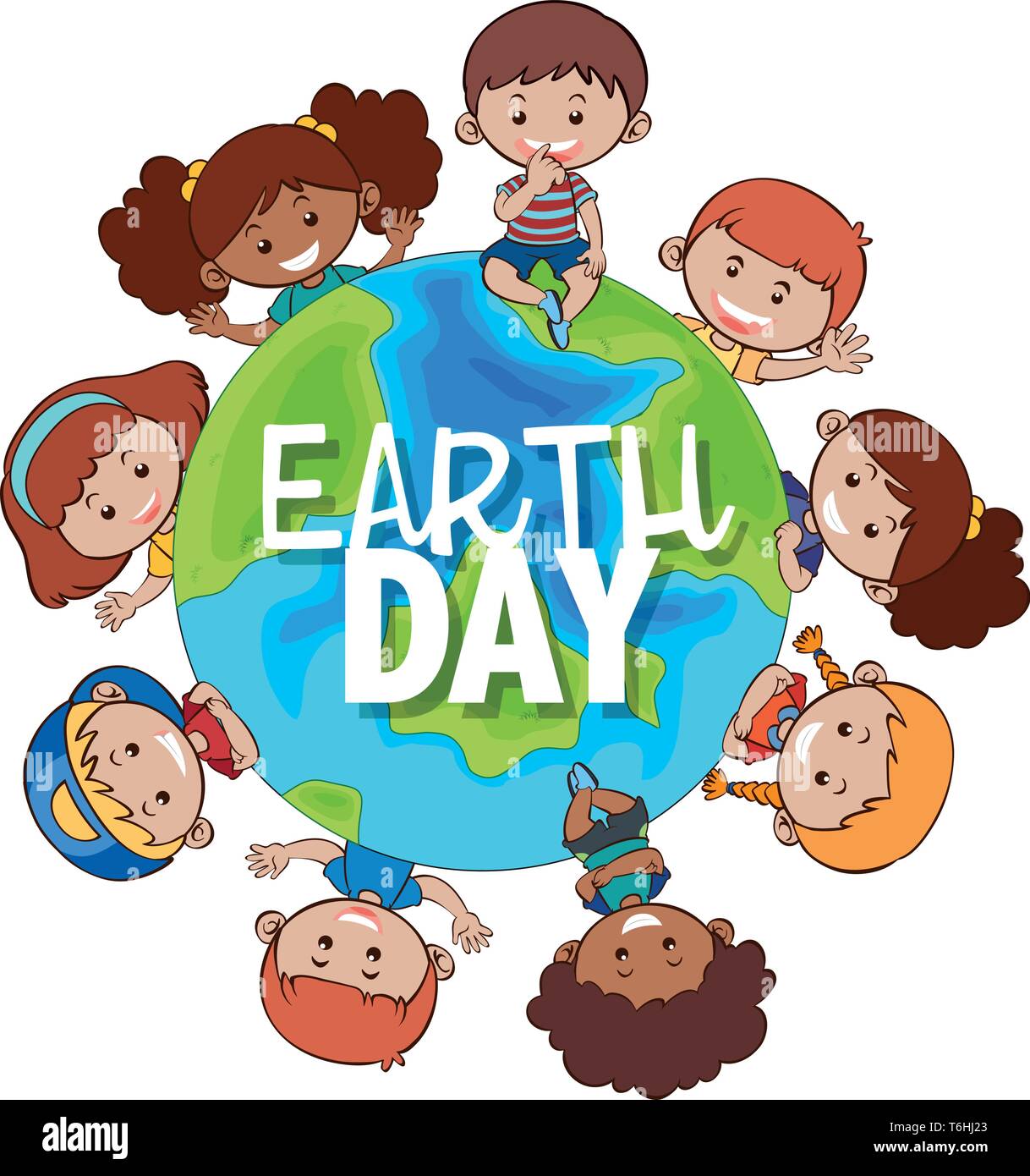 Kids around the Earth for Earth Day illustration Stock Vector Image ...