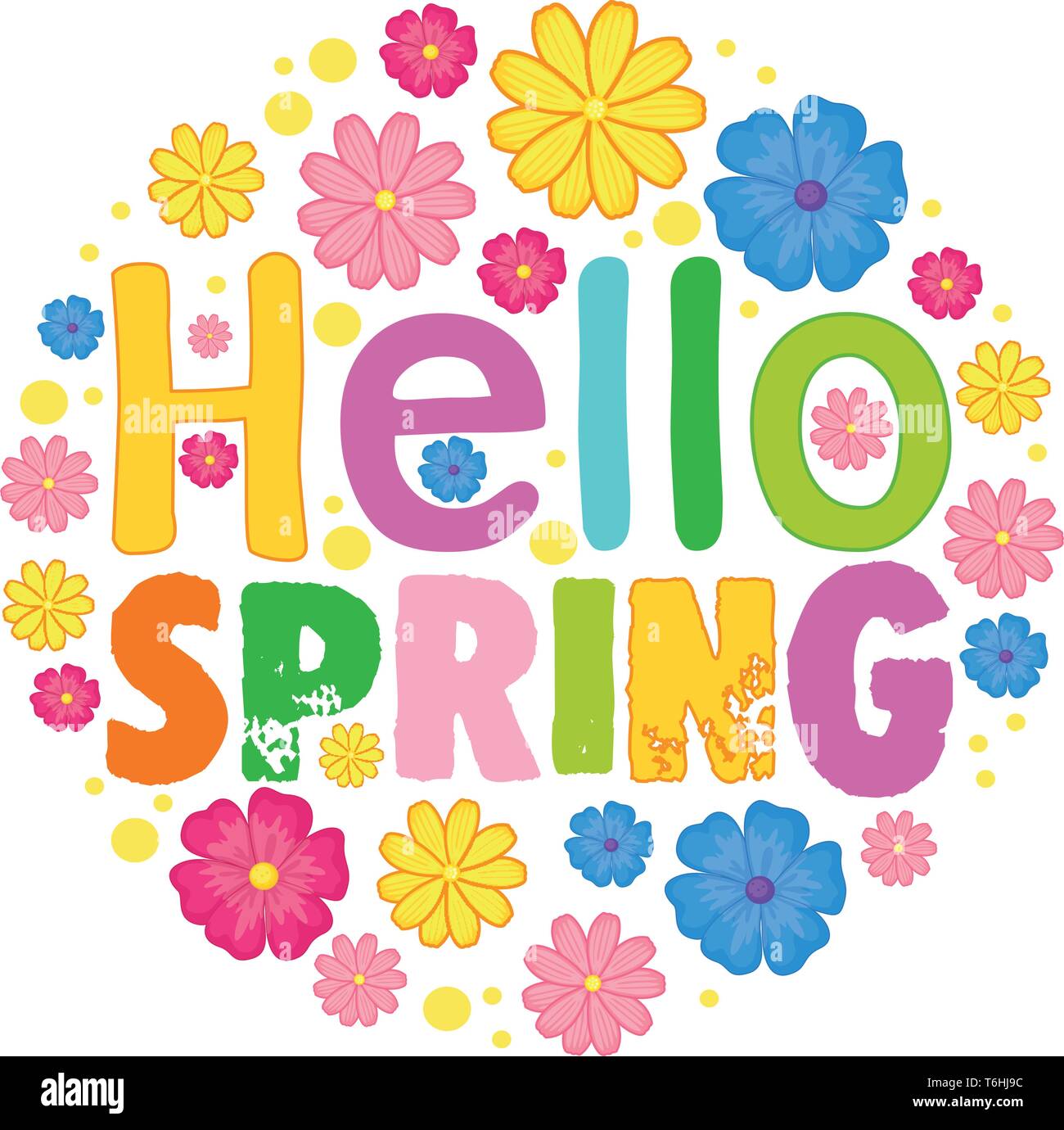 Hello spring text template illustration Stock Vector Image & Art - Alamy